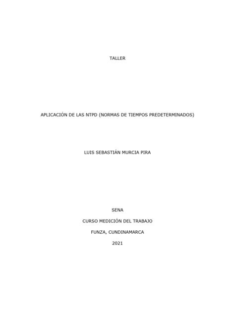 Aplicación De Las Ntpd Normas De Tiempos Predeterminados Pdf