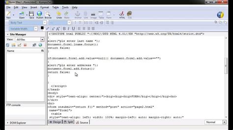 Html Form Using Kompozer Add Java Script Part 2 Youtube