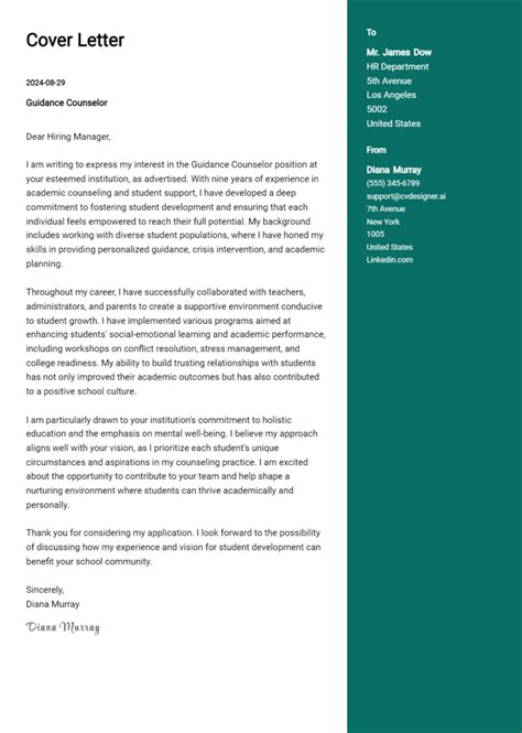 Guidance Counselor Cover Letter Example For 2026 Writing Guide
