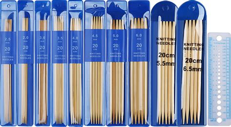 Aeelike Short Bamboo Knitting Needles Set 20cm Double Ended Knitting