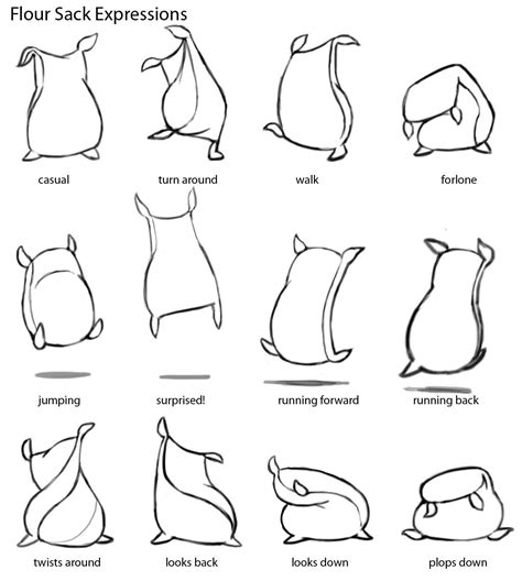 Traditional Animation Flour Sack Poses Flour Sack Drawing Exercise