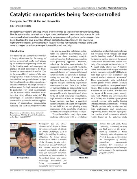 Pdf Catalytic Nanoparticles Being Facet Controlled