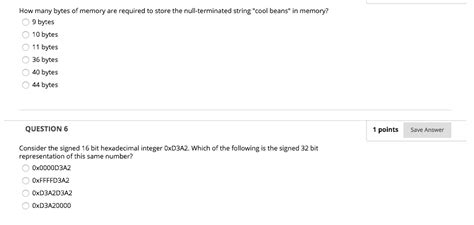 solved how many bytes of memory are required to store the