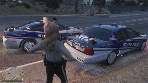 Gta V Lspdfr Female State Police Patrolling In Slicktop CVPI Realism Beyond Mods Lspdfr Gta5