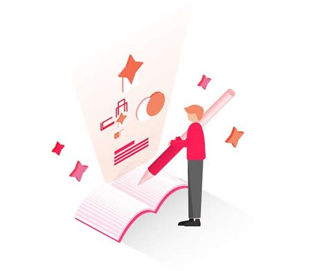 마케팅 아이소메트리를 위한 3d 아이소메트릭 그림 한 남자가 웹사이트에 대한 기사를 씁니다 프리미엄 벡터