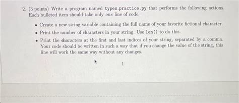 Solved 2 3 Points Write A Program Named Types Practicepy