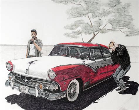 Greasers With Coke Car And Comb Drawing By Jason Thrun