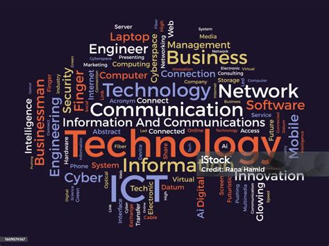 정보 통신 기술에 대한 단어 구름 배경 개념입니다 소프트웨어 개발 서비스의 사이버 공간 네트워크 시스템 벡터 그림입니다 0명에