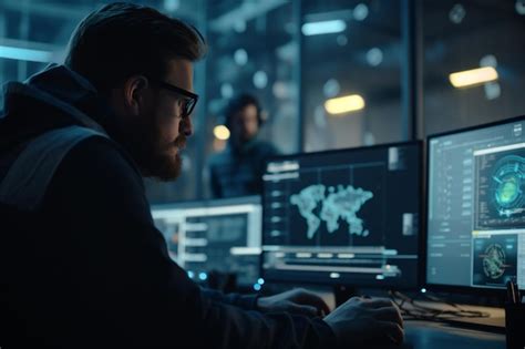 Premium Photo Cybersecurity Concept Man Using Computer