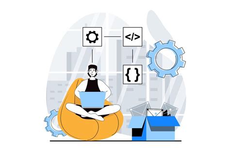 Premium Vector Web Development Concept With People Scene In Flat Design Man Creating Algorithm