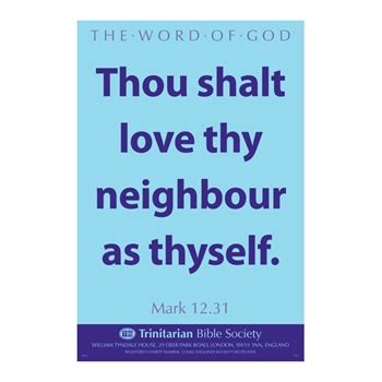 Large Scripture Poster։ Thou Shalt Love Thy Neighbour Mark 12 31