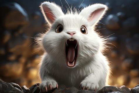 Premium Ai Image A Cartoon Bunny Is Showing Its Mouth In Shock