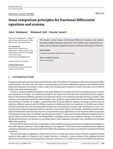 Some Comparison Principles For Fractional Differential Equations And Systems Request Pdf