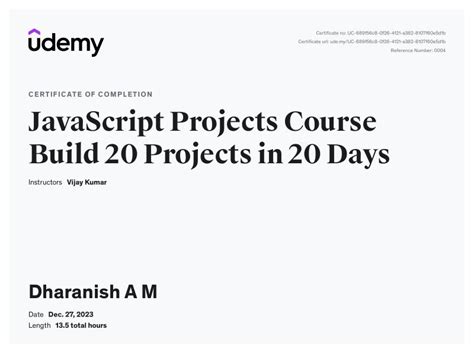 Dharanish A M On Linkedin 🚀 Just Wrapped Up An Incredible Javascript Project Course On Udemy 🌐💡