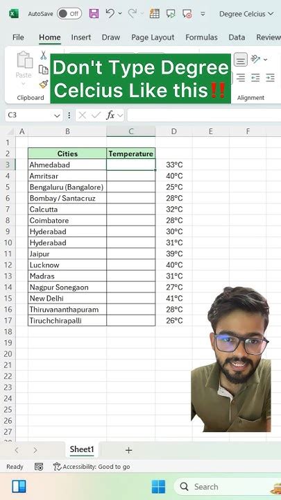 Dont Type Degree In Excel‼️instead Use Amazing Trick Exceltips