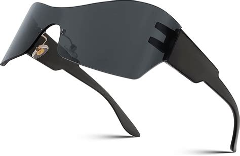 Feisedy Fashion Rimless Futuristic Wrap Around Sunglasses Women Men