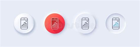 Graph Phone Line Icon Column Chart Sign Line Icons Vector Stock