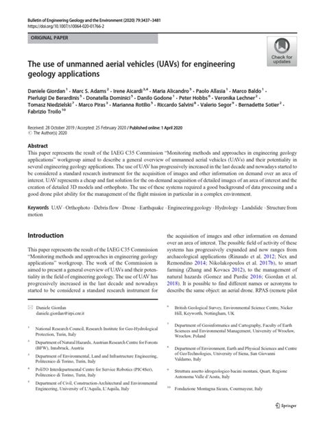 The Use Of Unmanned Aerial Vehicles Uavs For Engineering Pdf