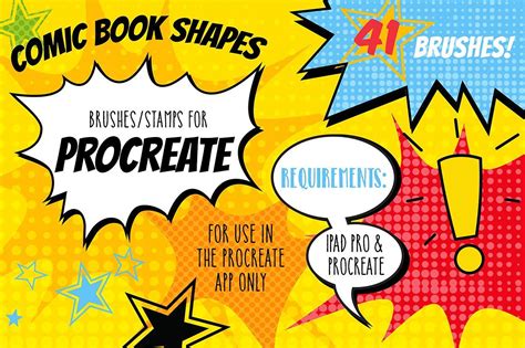 Procreate Comic Shape Brushes Stamps Mediadigitalsocialinstagram Creative Drawing Sites