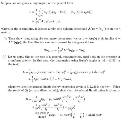Solved Suppose We Are Given A Lagrangian Of The General Form