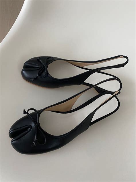 Handmade Women Tabi Sling Back Pumps Shoes Ballet Flat Split Toe Cow