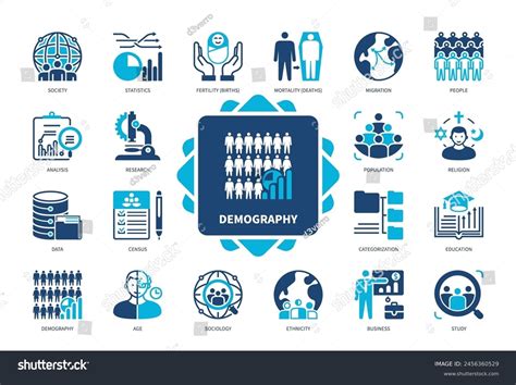 Demography Icon Set Statistics Census Fertility Stock Vector Royalty Free 2456360529