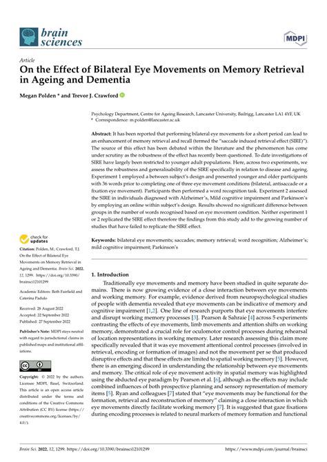 Pdf On The Effect Of Bilateral Eye Movements On Memory Retrieval In