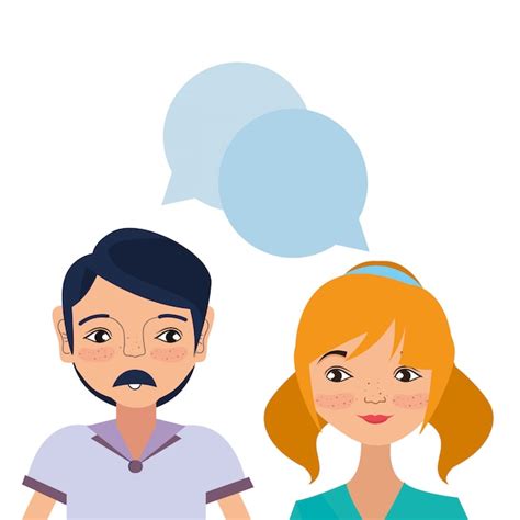 Pareja Joven De Dibujos Animados Vector Premium