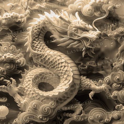 Laser Engrave Png Of A Chinese Dragon 3d Illusion Burn Digital
