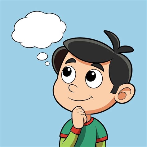 Premium Vector A Boy Thinking Cartoon Vector Illustration