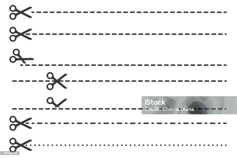 여기 선을 가위로 자릅니다 쿠폰과 종이 바우처에 대한 벡터 아이콘입니다 자르기 표시 점선 및 점선 테두리 점선에 대한 스톡 벡터 아트 및 기타 이미지 Istock