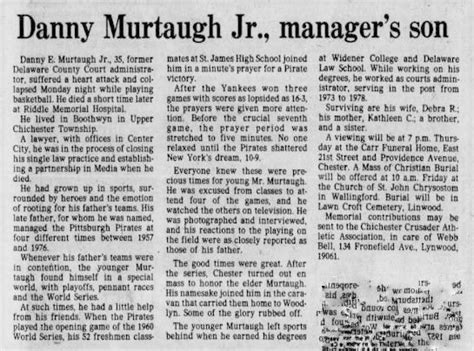 Daniel Edward “danny” Murtaugh Jr 1947 1982 Find A Grave Memorial