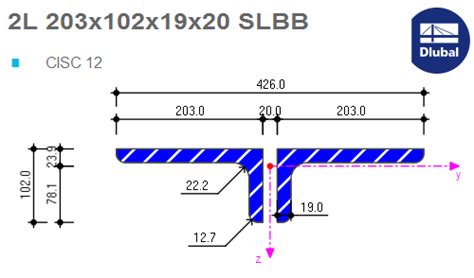 2l 203x102x19x20 Slbb Cisc 12 Cross Section Properties And Analysis Dlubal Software