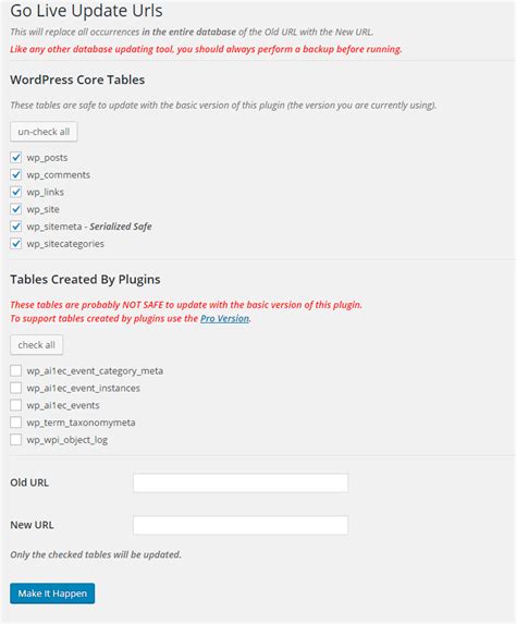 go live update urls onpoint plugins