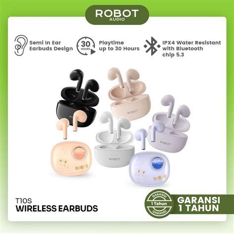 Jual Robot Tws Flybuds T S Earbuds Bluetooth Semi In Ear Bass Mm Ipx Waterproof Jam