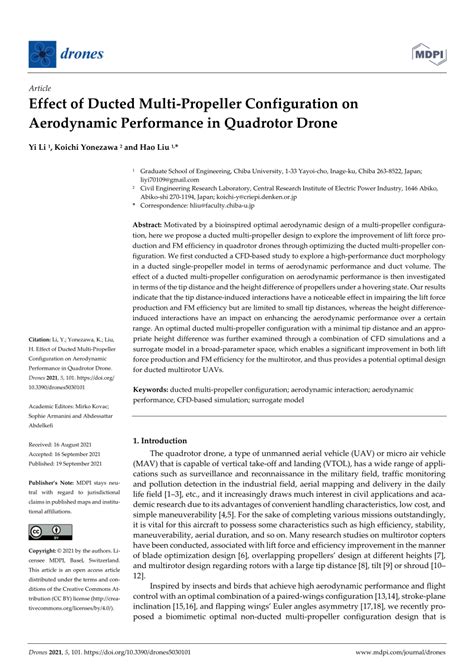 Pdf Effect Of Ducted Multi Propeller Configuration On Aerodynamic