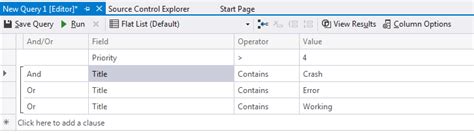 Visual Studio Query TFS Work Items AND OR Logic Doesn T Work Stack