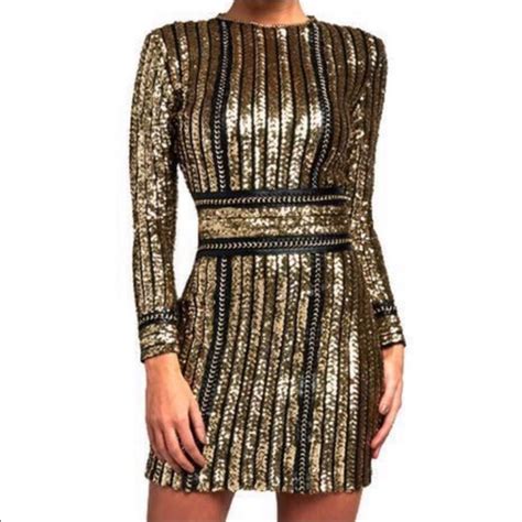 Nadine Merabi Dresses Nadine Merabi Black And Gold Sequin Dress Sz