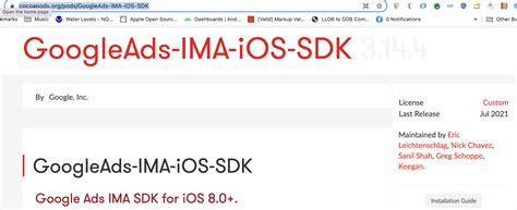 Swift Getting Error While Installing GoogleAds IMA IOS SDK