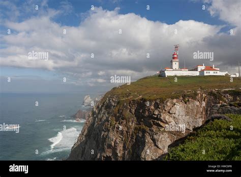 Sintra Portugal Cabo Da Roca Lighthouse On The Westernmost Point Of