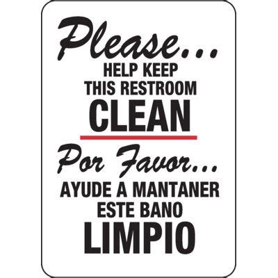 Bilingual Please Help Keep This Restroom Clean Sign Emedco