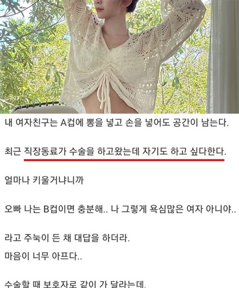 패션의정석 A컵 여친이 B컵으로 수술을 하고 썰 여친의 설득에 남자의 반응ㄷㄷㄷ Facebook