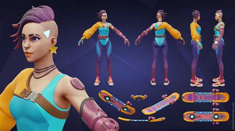 Cyberpunk Skater Girl And Props 3d Model And Sci Fi Environment