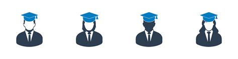 대학원생 아이콘 세트입니다 남성 여성 소년 소녀 졸업 모자 학업 성취도 및 더 많은 아이콘 모음 편집 가능한 플랫 벡터 그림입니다 교육에 대한 스톡 벡터 아트 및 기타