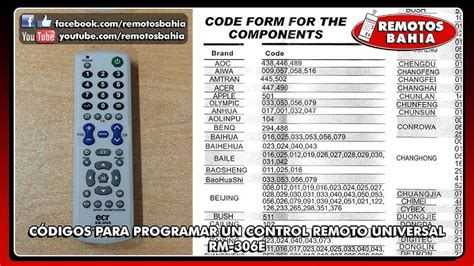 Manual Y Codigos Para Programar Un Control Remoto Universal 44 Off