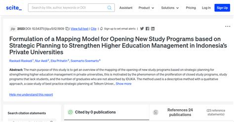 Formulation Of A Mapping Model For Opening New Study Programs Based On