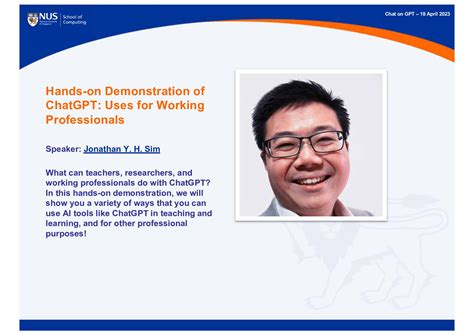 Hands On Demonstration Of Chatgpt Uses For Working Professionals Nus