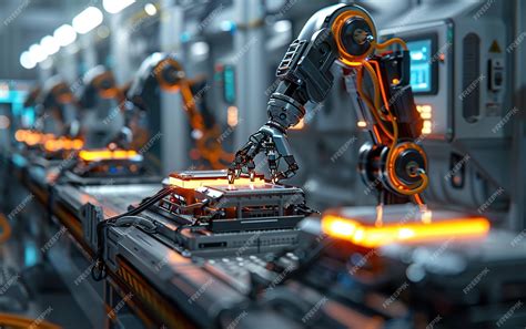 Automated Manufacturing Process With Robotic Arm Premium Ai Generated Image