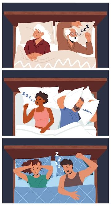 Premium Vector Set Snore Concept Characters Sleeping In Bed And