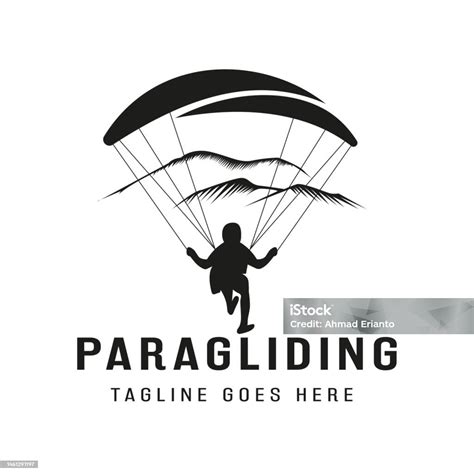 하이 어드벤처 빈티지 로고 디자인 영감 패러글라이딩 착륙 패러글라이딩 디자인 패러글라이딩에 대한 스톡 벡터 아트 및 기타 이미지 패러글라이딩 아이콘 낙하산 항공